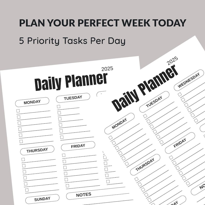Daily Planner 2025, Daily Planner Printable, Daily Hourly Schedule ...
