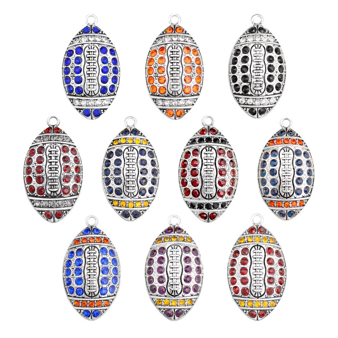 Crystal Rhinestone Football Charm Pendants Assorted Colors - Etsy