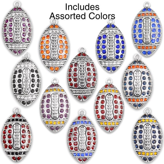 Crystal Rhinestone Football Charm Pendants Assorted Colors - Etsy