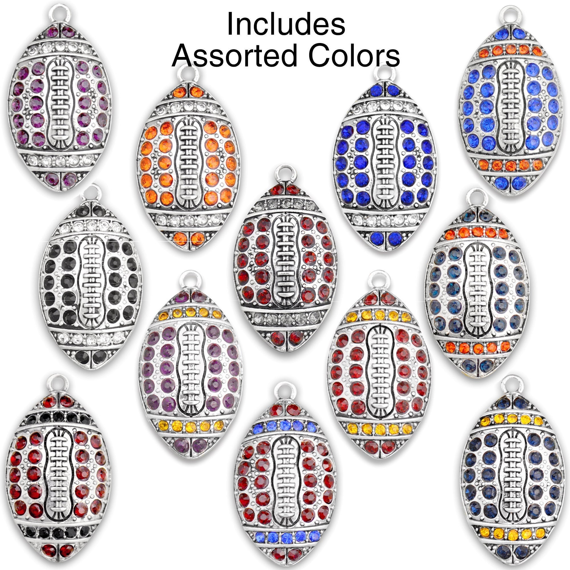 Crystal Rhinestone Football Charm Pendants Assorted Colors - Etsy