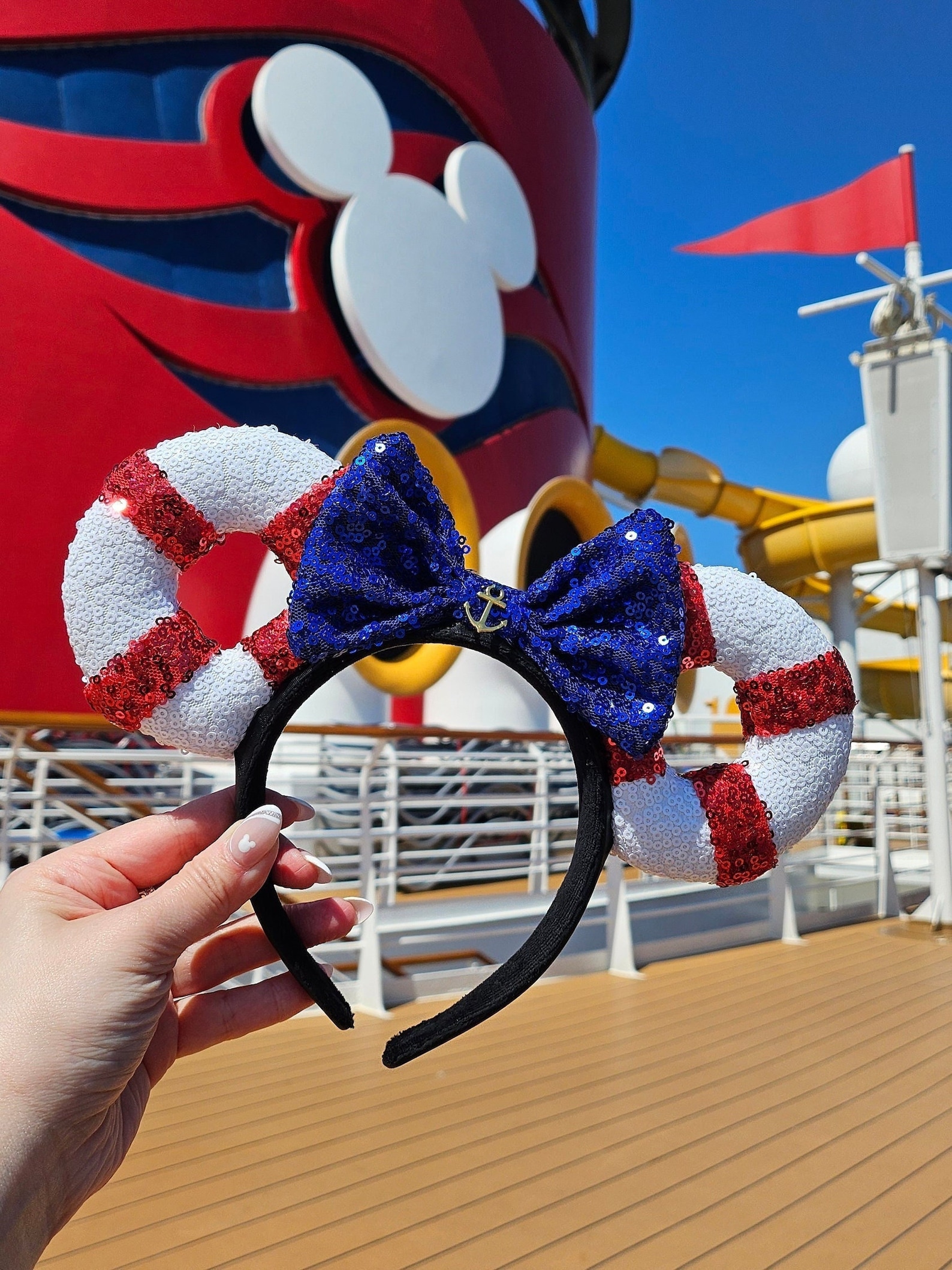 Cruise Line Buoy Mouse Ears | Cruise Line Ears | Lifebuoy Ears | Sequin ...