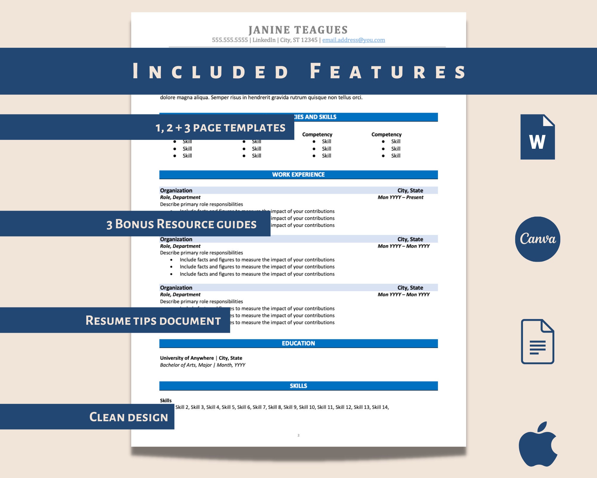 2023 Professional Resume Template Resume Template for MS Word, Pages ...