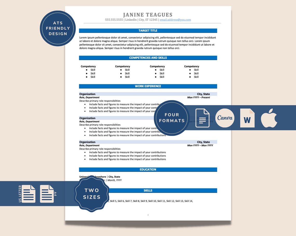 2023 Professional Resume Template Resume Template for MS Word, Pages ...