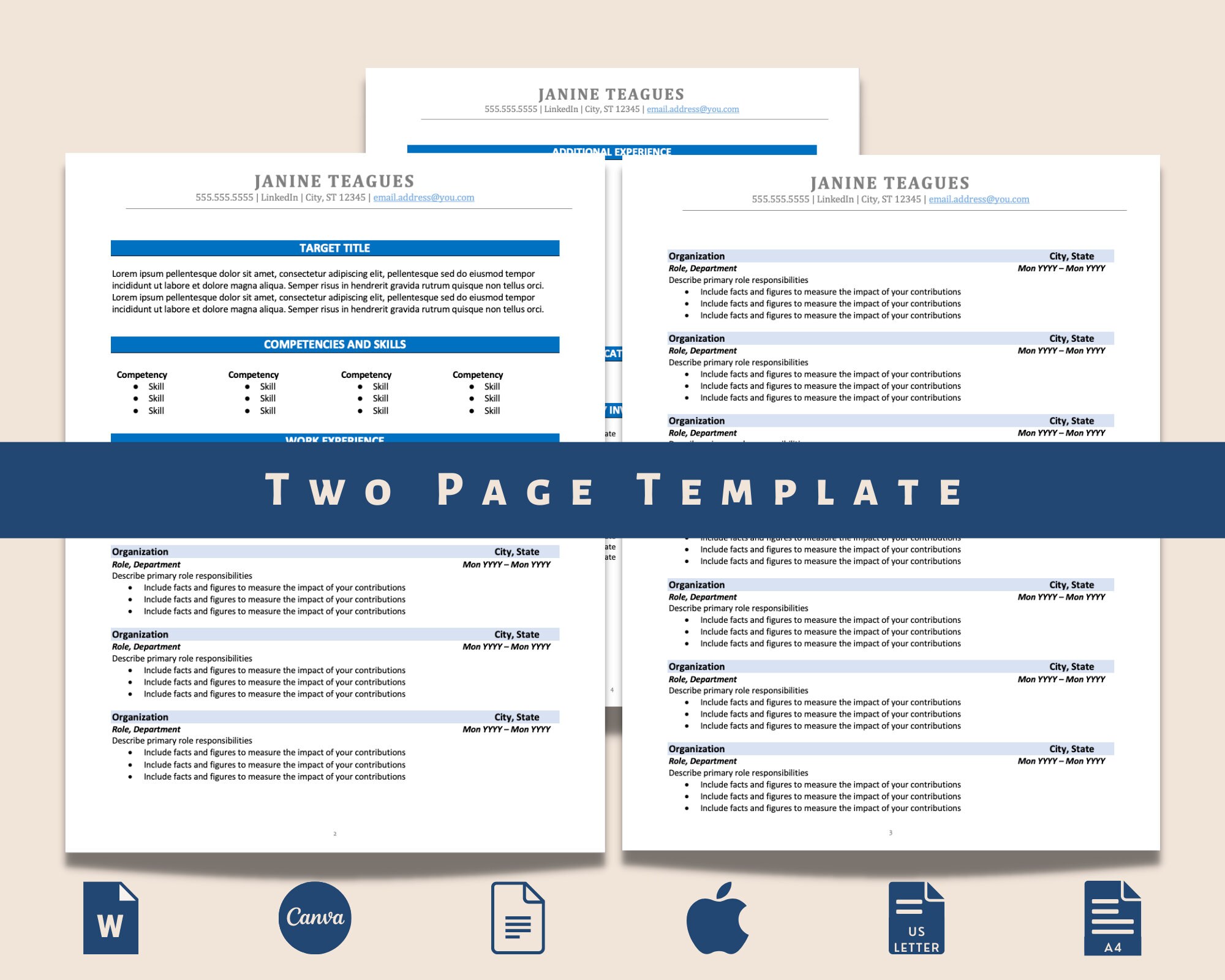 2023 Professional Resume Template Resume Template for MS Word, Pages ...