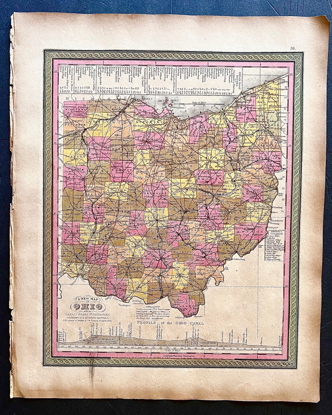 1848 OHIO Rare Original Full State Map - Etsy