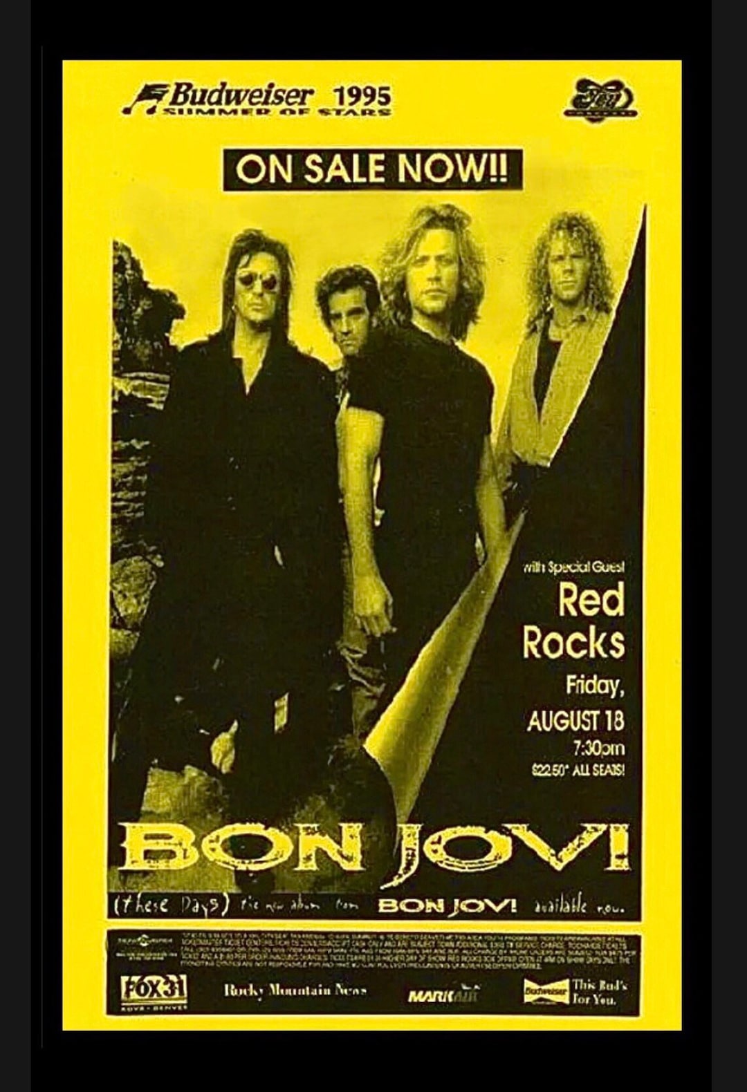 1995 - BON JOVI - Original - Colorado Concert Music Poster - Etsy