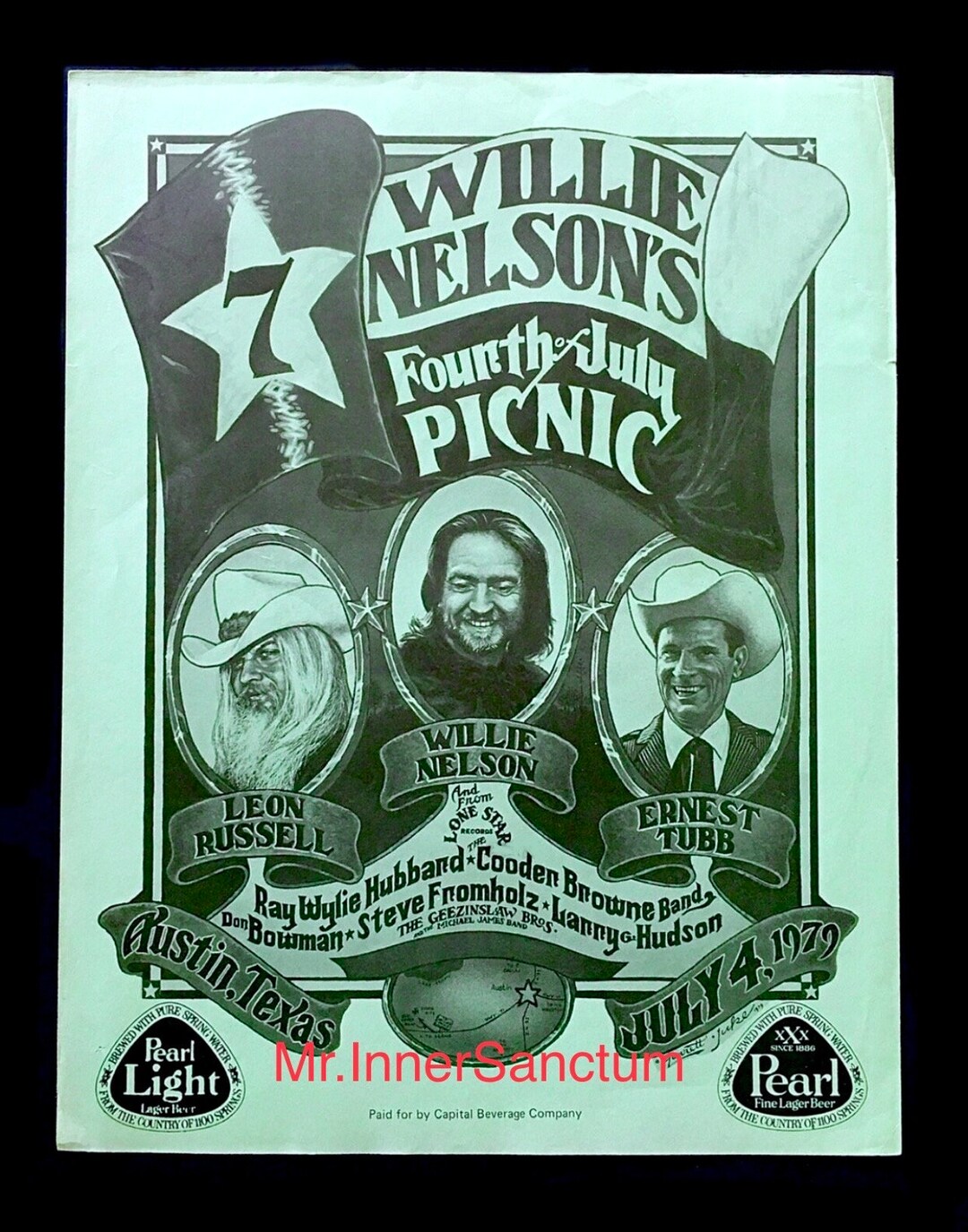 1979 Willie Nelson Ernest Tubb Leon Russell Rare Austin Texas 4th of ...