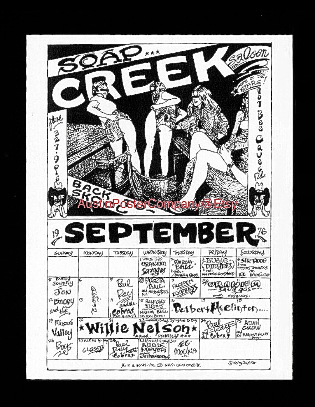 1976 Stevie Ray Vaughan Willie Nelson Doug Sahm Paul Ray Delbert ...