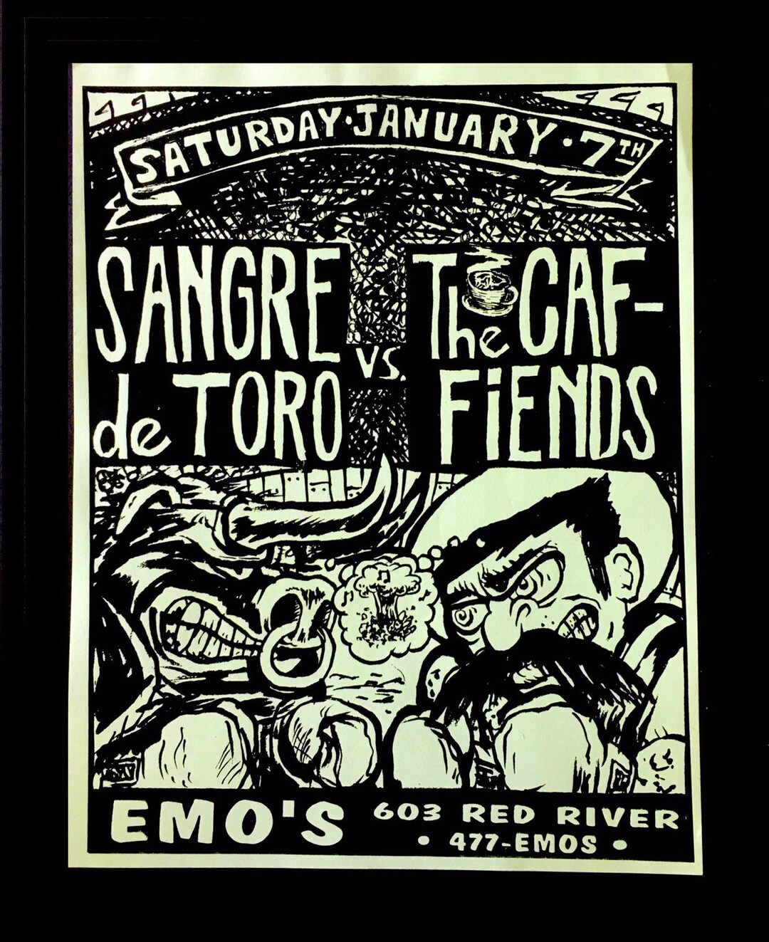 1990 - Caffiends - Sangre De Toro - Emo’s Austin Texas Concert Poster ...