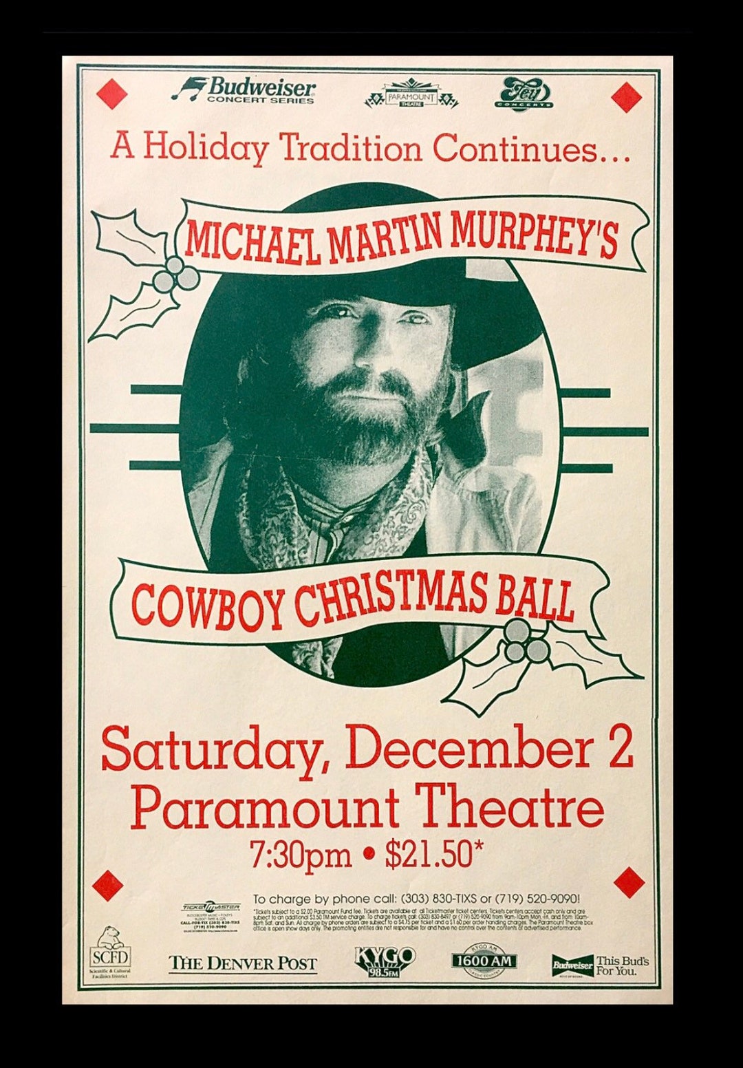 1995 - Michael Martin Murphey - Original Vintage Colorado Concert ...