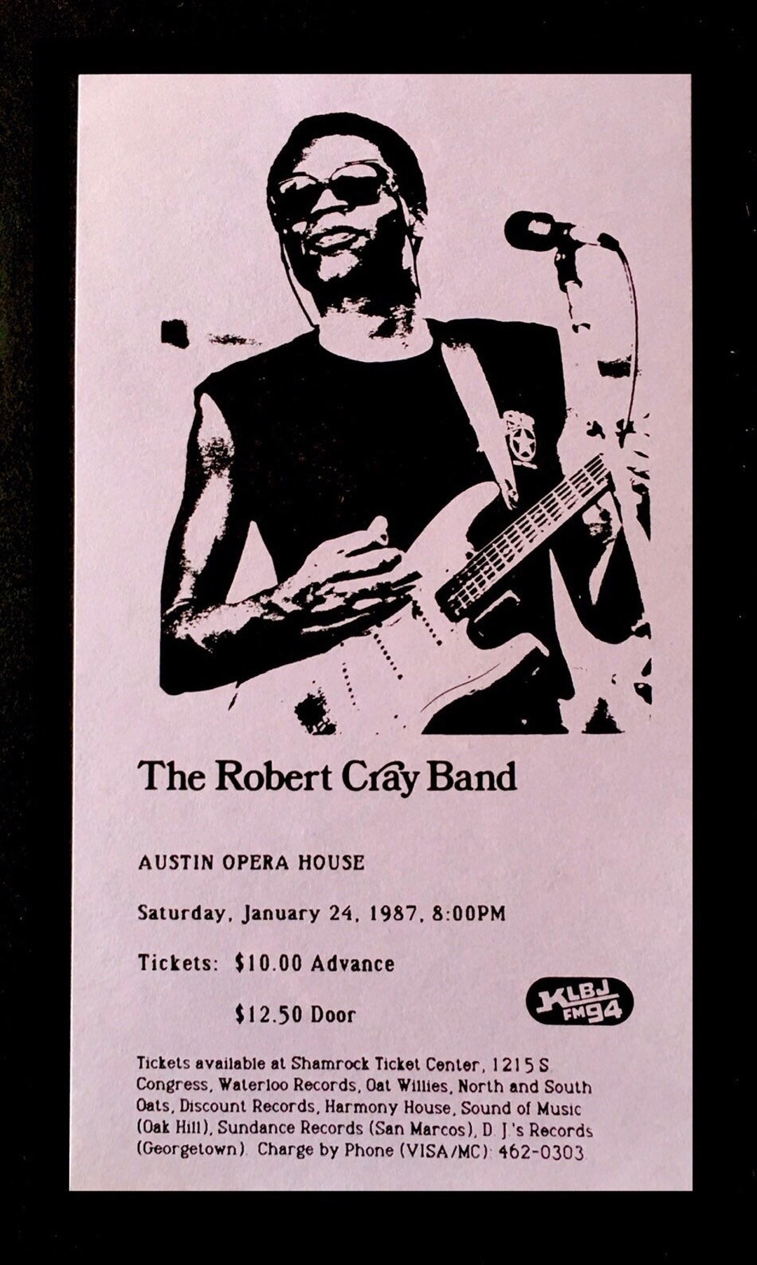 1987 - Robert Cray Band - Austin Opera House Texas Concert Poster ...