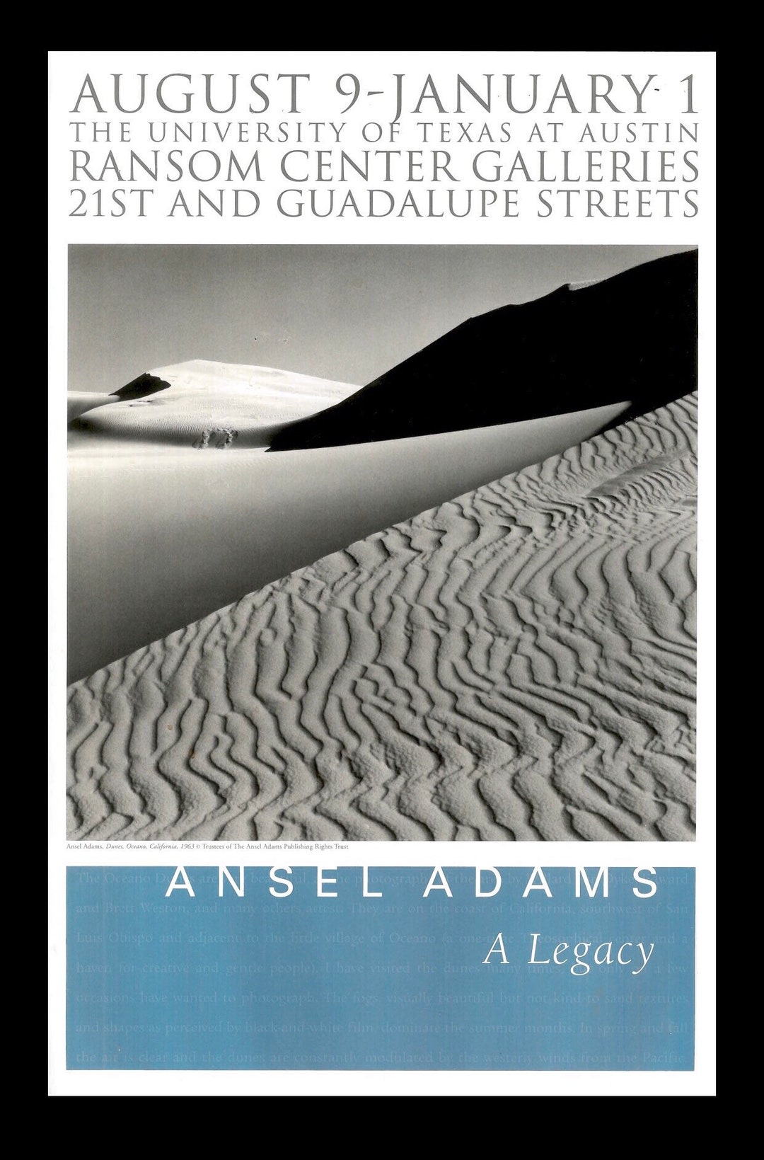 Ansel Adams - A Legacy - Austin Art Gallery Event Poster - Etsy