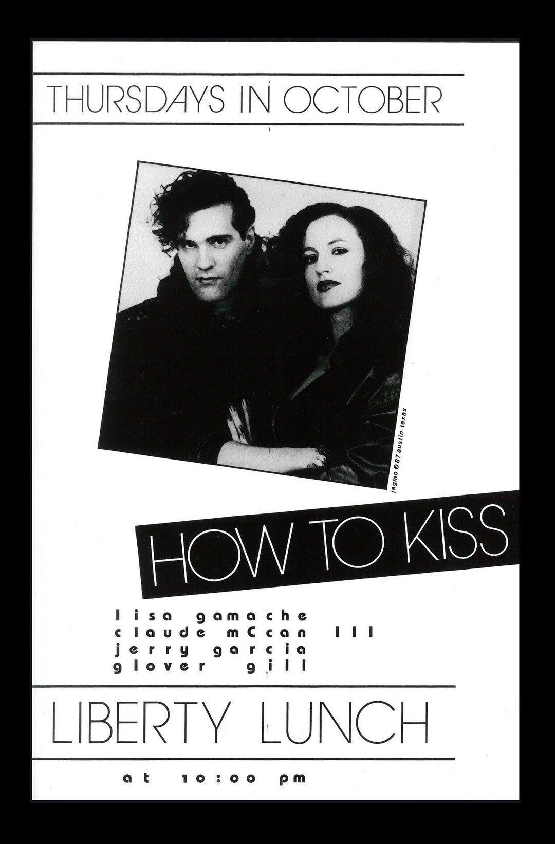 1987 - How to Kiss - Liberty Lunch - Austin Texas Concert Music Poster ...