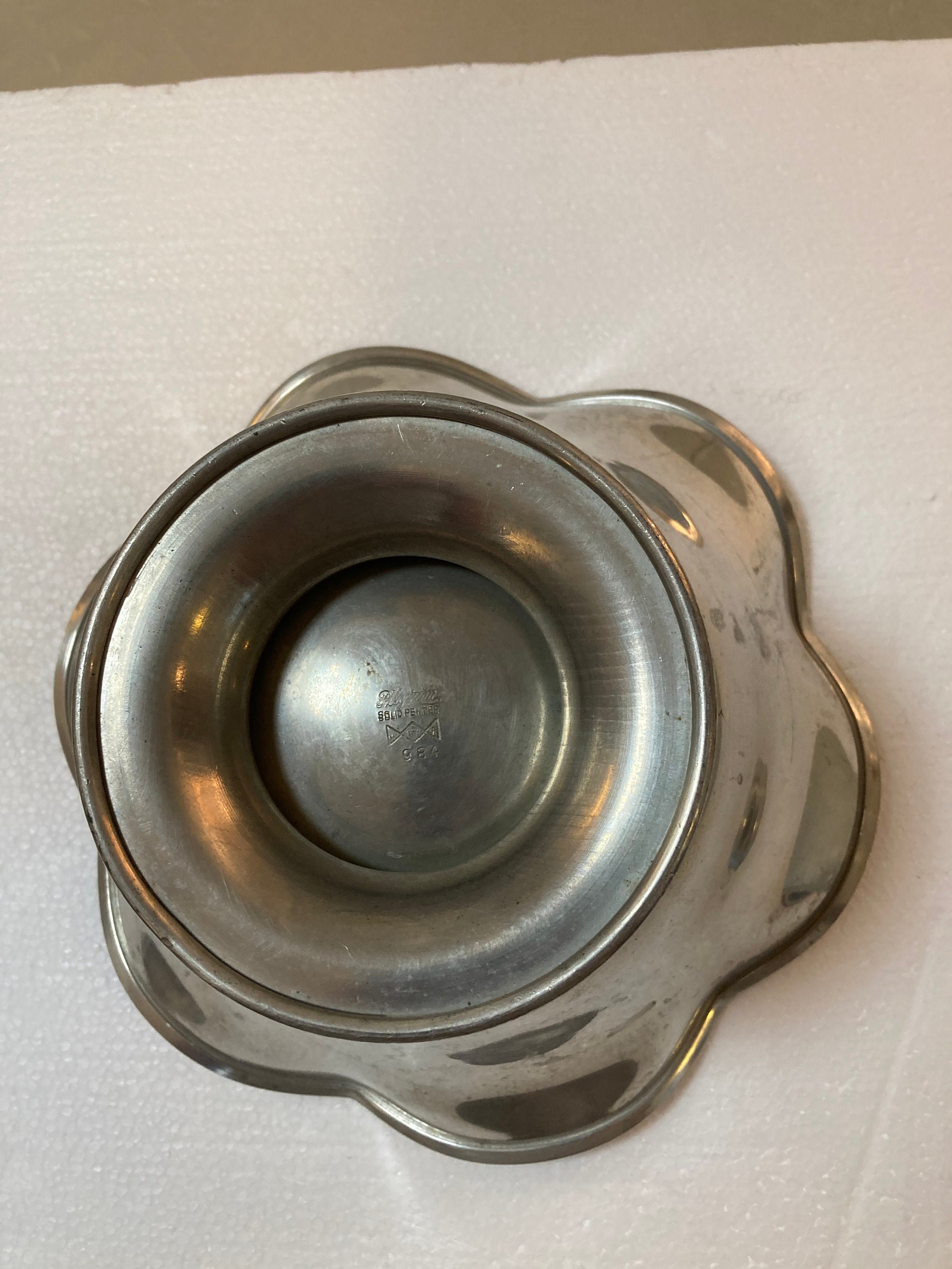 Vintage Pilgrim Solid Pewter Pedestal Serving Bowl – 984 - 6 Scallop ...