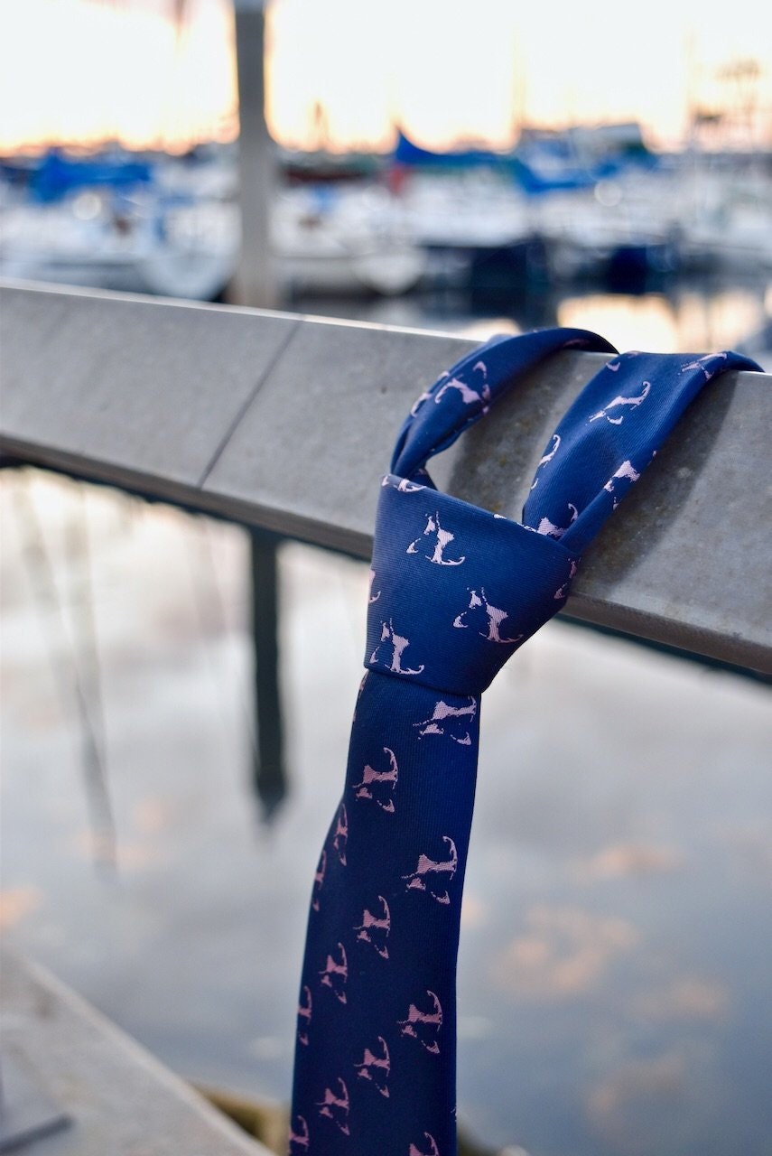 Cape Cod Tie- Cape Cod and the Islands-navy Blue and Pink Neck Tie (tie ...