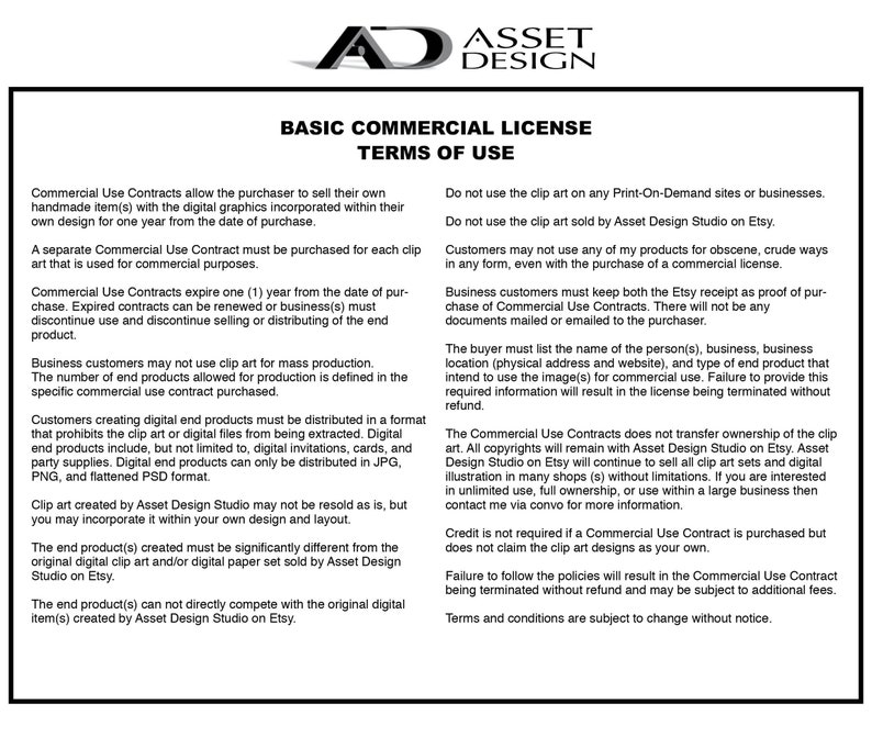 Basic Commercial License - Etsy