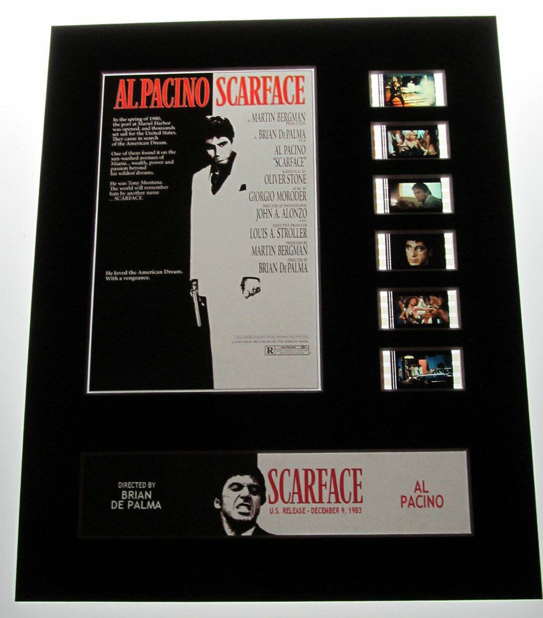 SCARFACE 35mm Movie Film Cell Display 8x10 Presentation Al Pacino 1983 ...