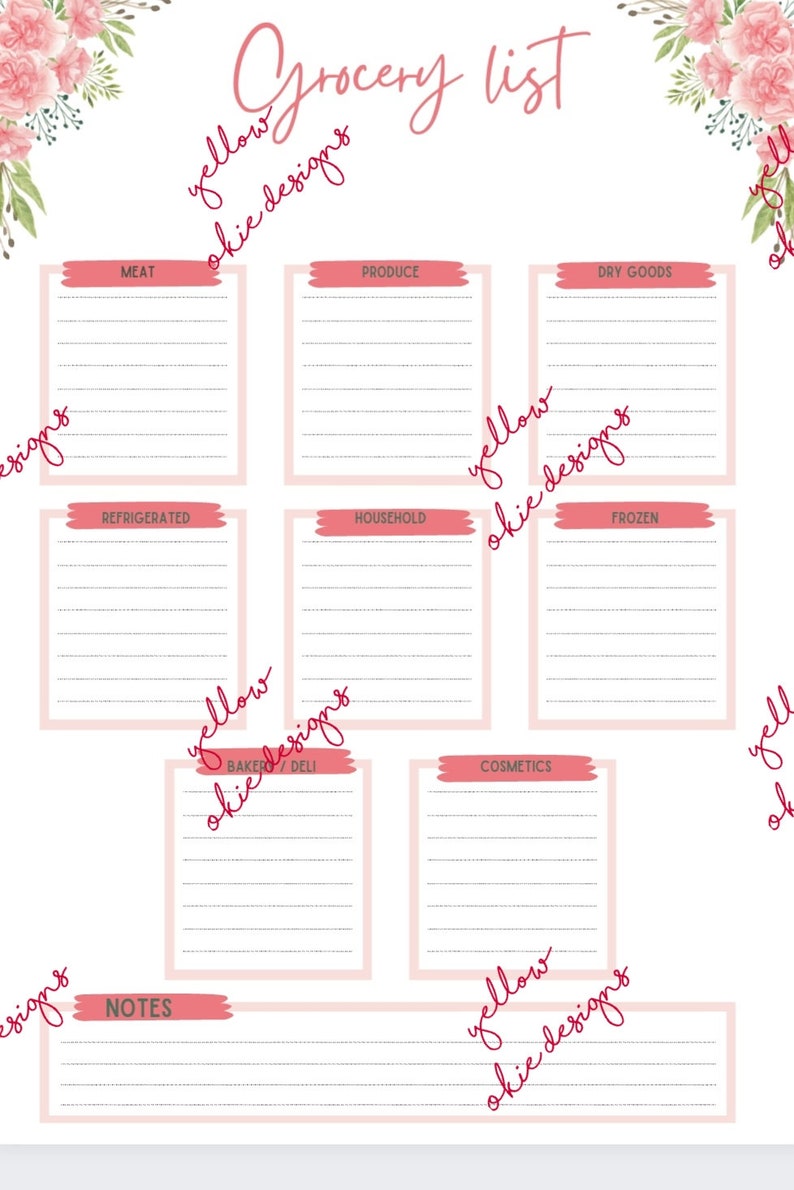 Grocery List Printable - Etsy