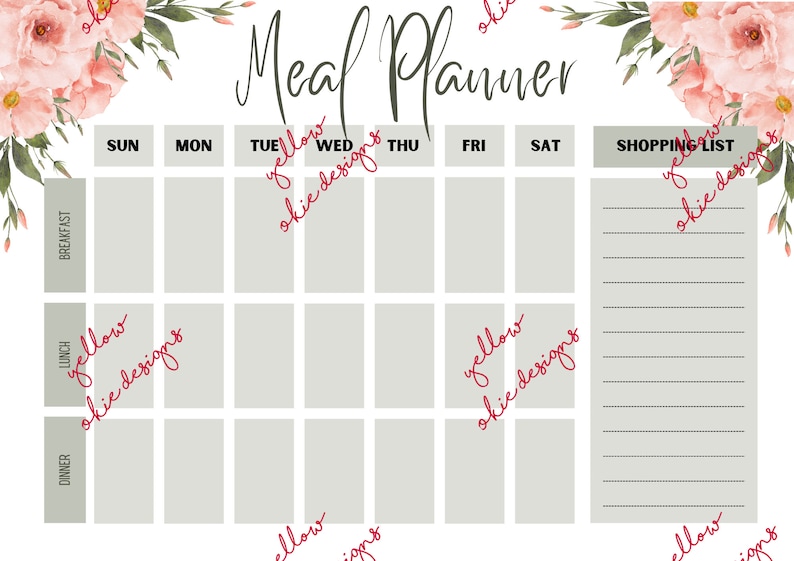 Blank Meal Planner Printable - Etsy
