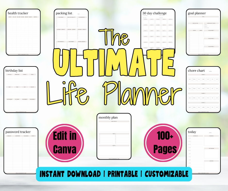 Ultimate Life Planner - Printable PDF With 100+ Pages - Etsy