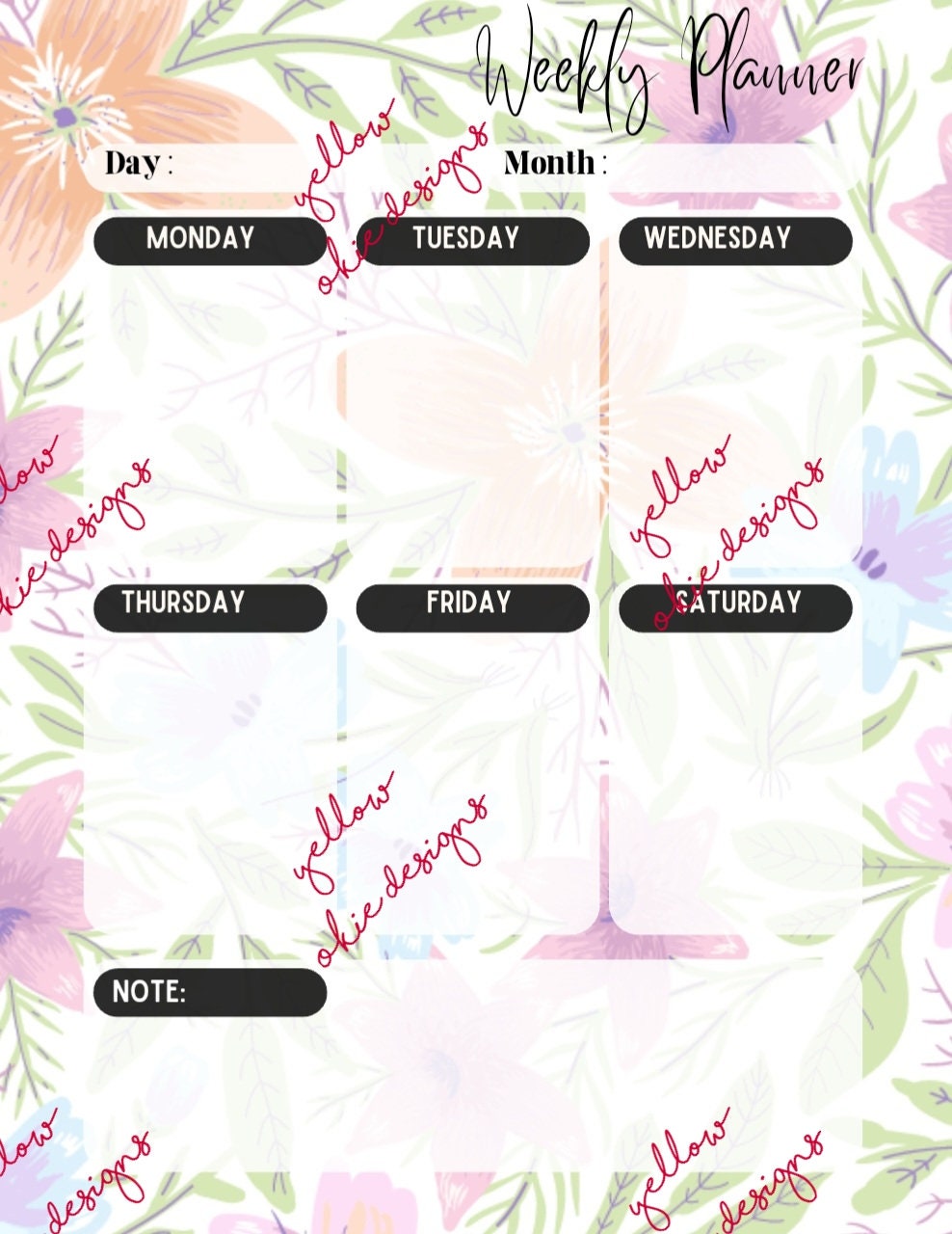Blank Weekly Planner Printable - Etsy