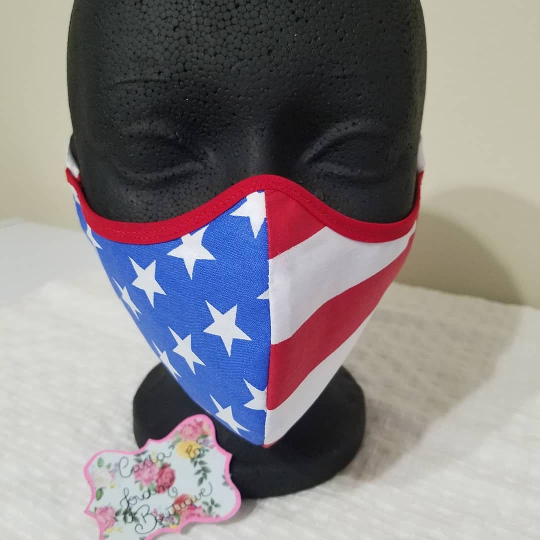 4th of July, Patriotic Washable Face Mask, 100% Cotton, Triple Layered ...