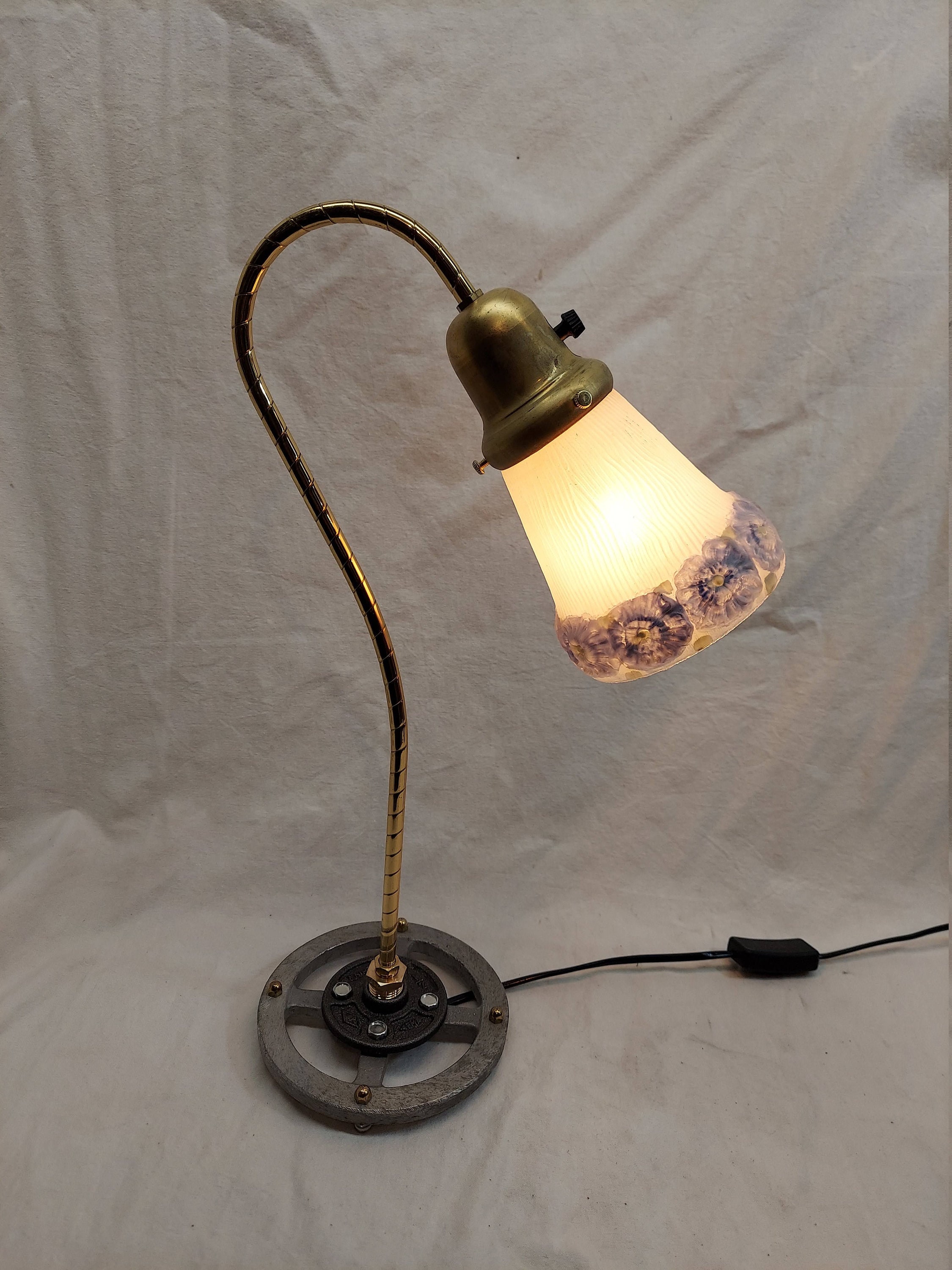 Crook Neck Flower Lamps pair - Etsy