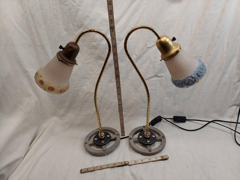 Crook Neck Flower Lamps pair - Etsy