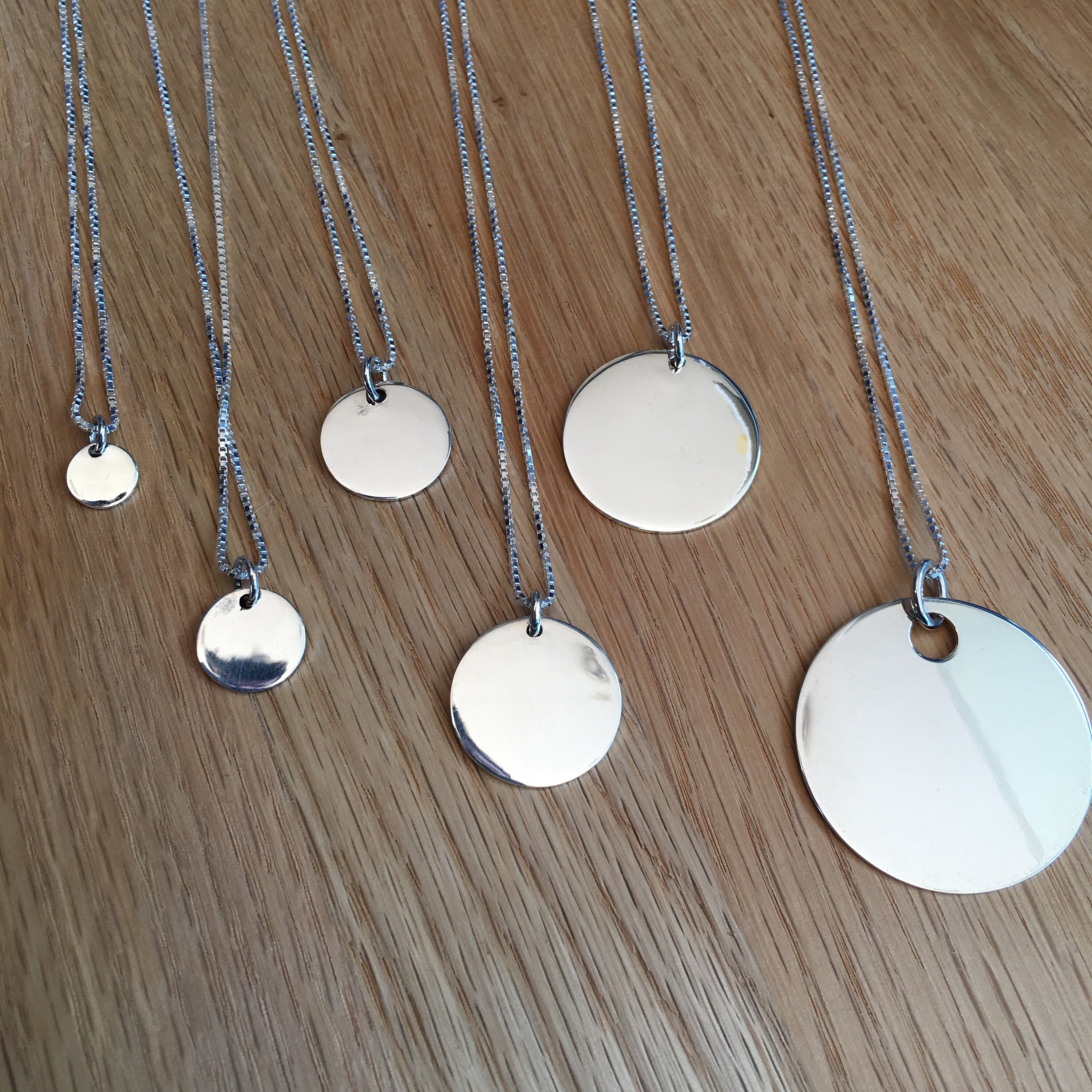 Collier disque a graver 25 mm, en argent, plaqué or, à personnaliser ...