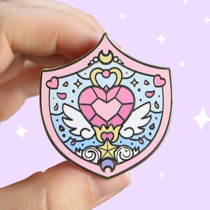 Heart Shield Enamel Pin Accessories, Pin Flair Yume Moon Studio - Etsy