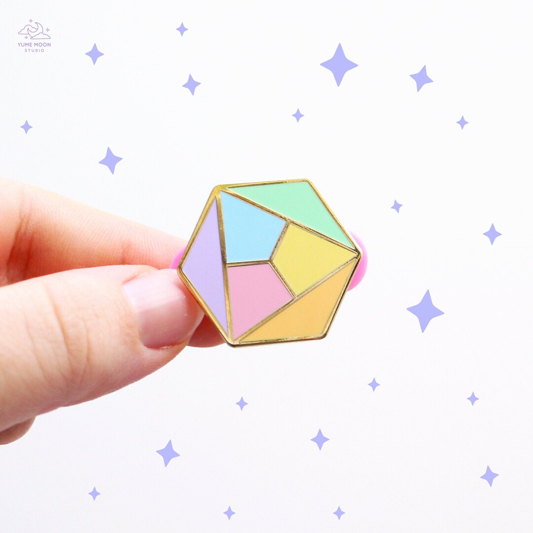 Pastel Rainbow Hexagon Enamel Pin Accessories, Pin Flair Yume Moon ...