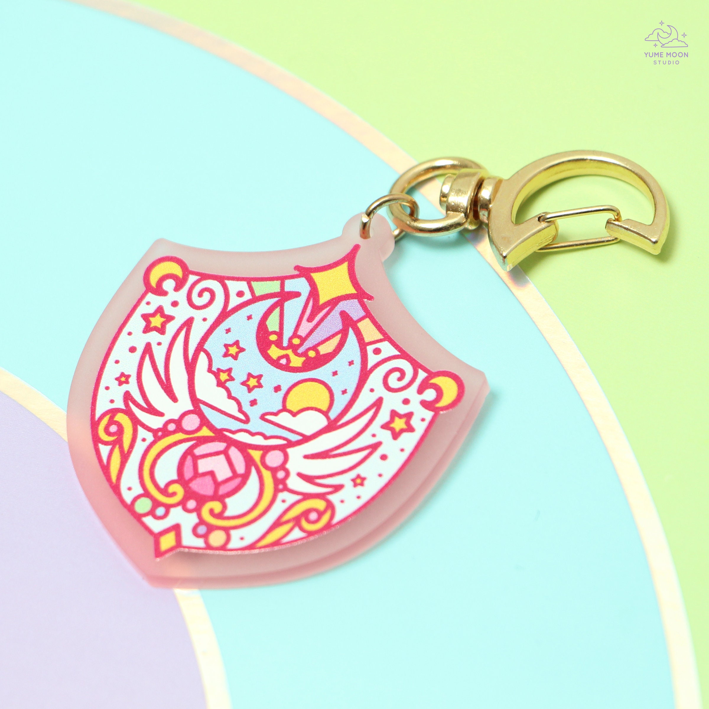 Moon Shield Pink Frosted Acrylic Charm Accessories - Etsy