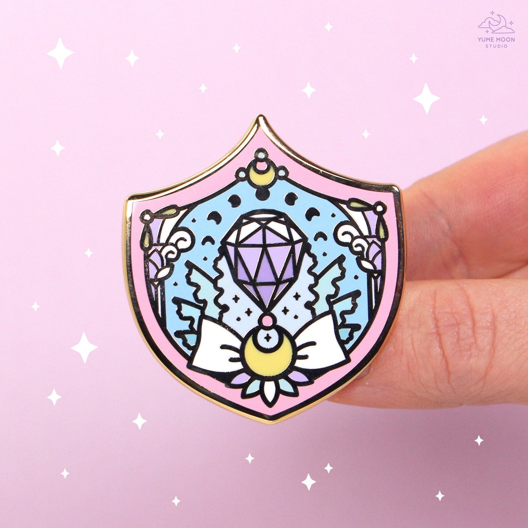 Crystal Shield Enamel Pin Accessories, Pin Flair Yume Moon Studio - Etsy