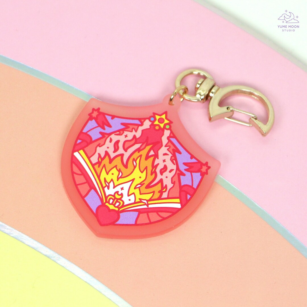 Fire Shield Shield Pink Frosted Acrylic Charm Accessories, Keychains Yume Moon Studio - Etsy