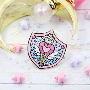 Heart Shield Enamel Pin Accessories, Pin Flair Yume Moon Studio - Etsy