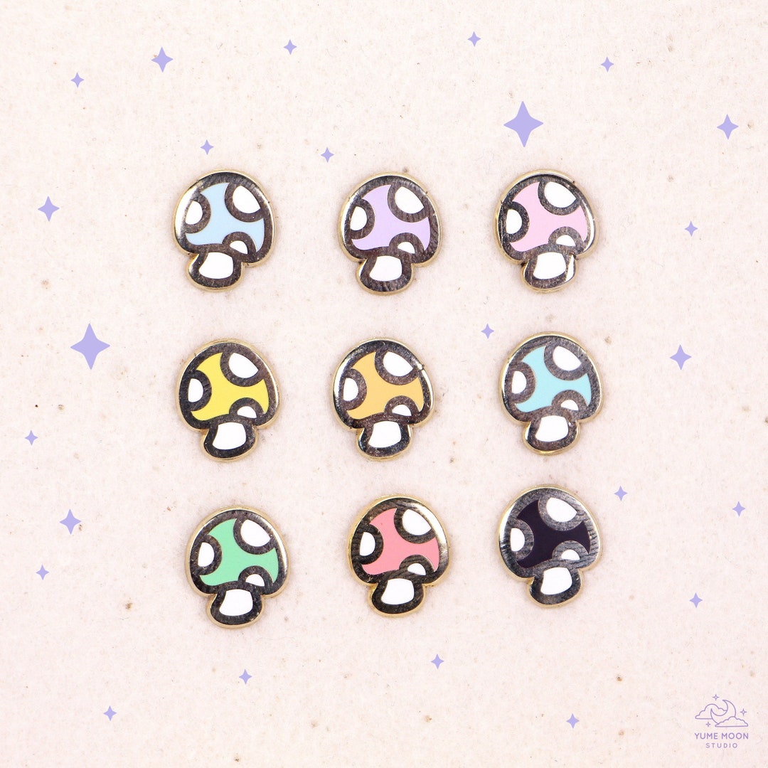 Mushroom Mini Filler Enamel Pin Accessories, Pin Flair Yume Moon Studio ...