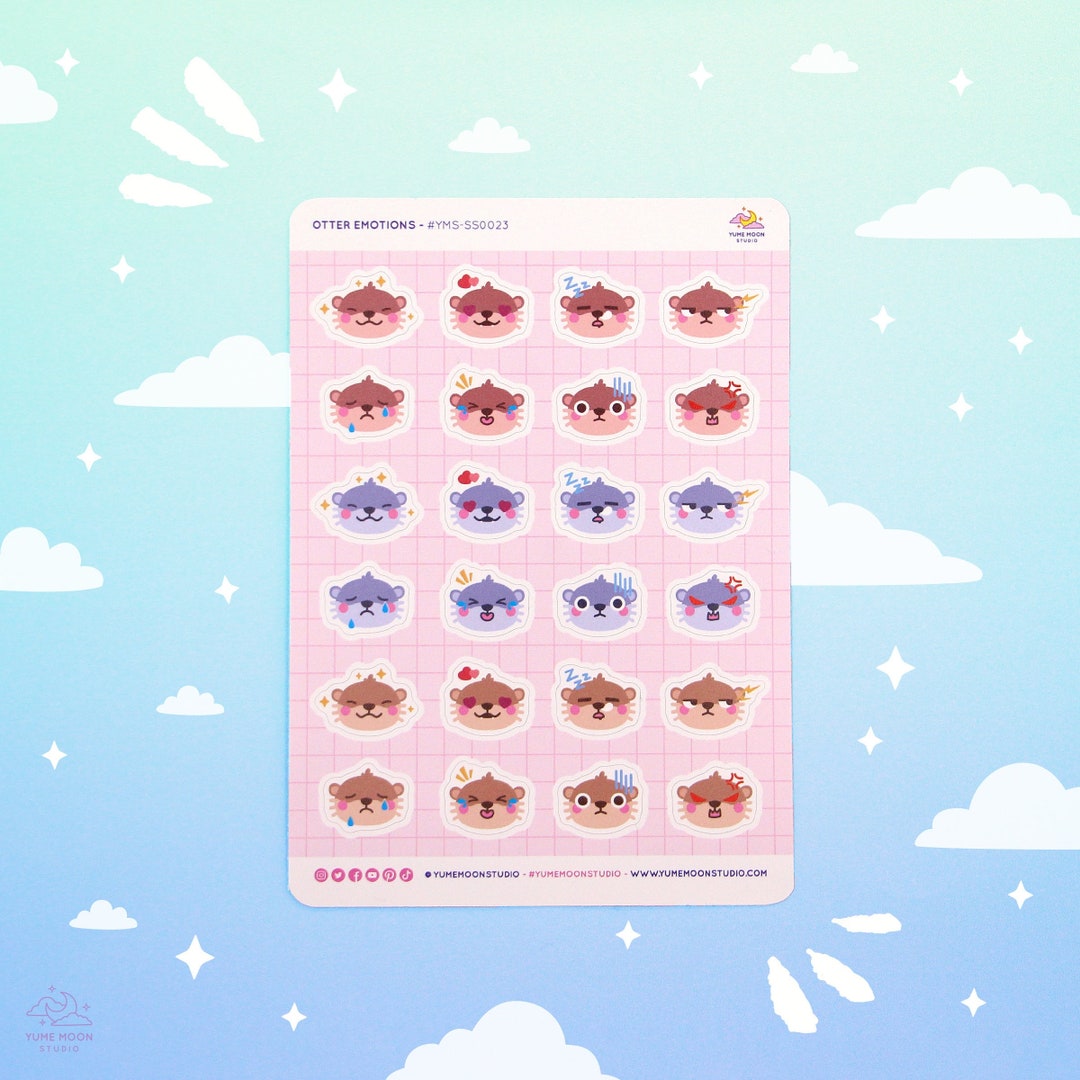 Otter Emotions Sticker Sheet 24 Cute Pastel Kiss Cut Stickers ...