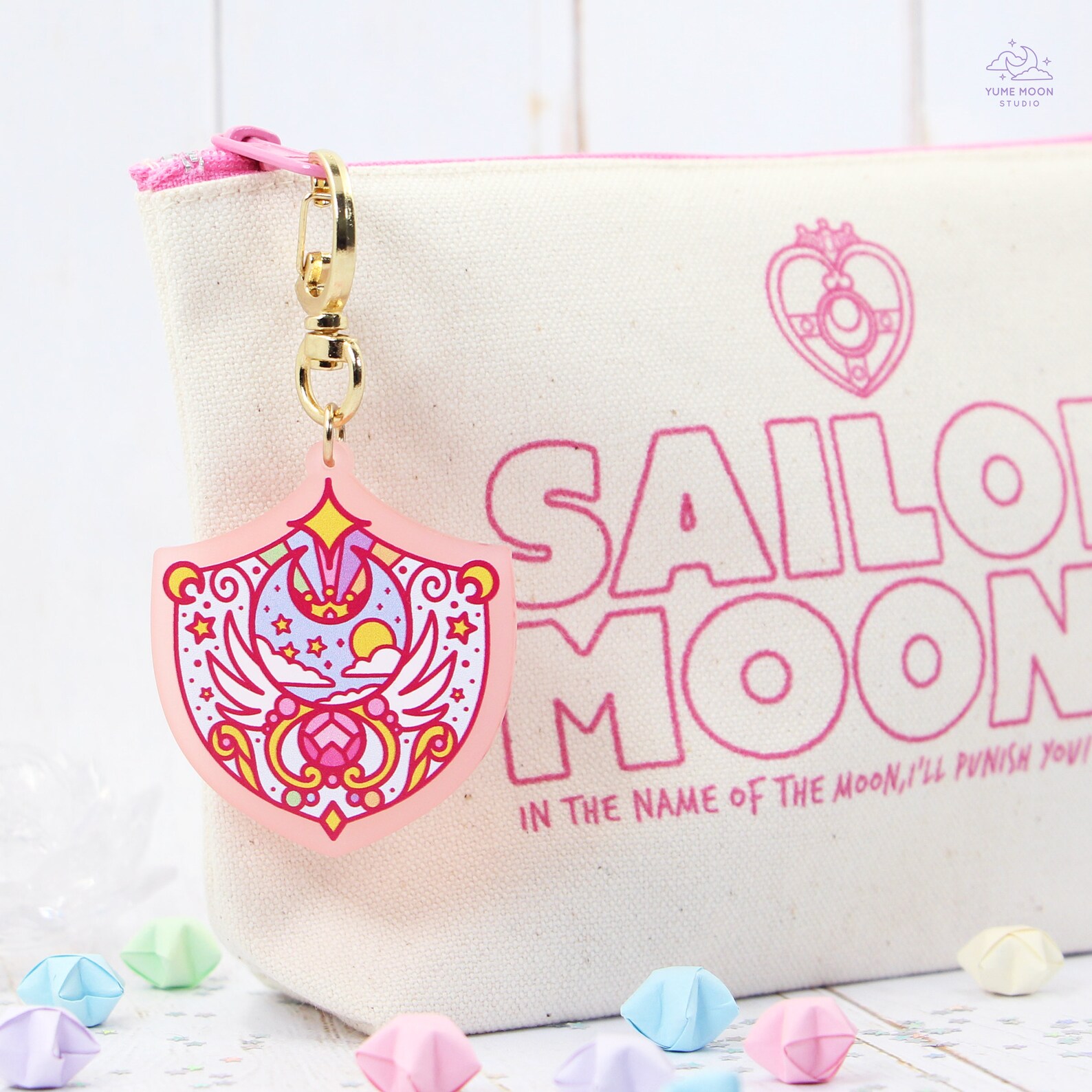 Moon Shield Pink Frosted Acrylic Charm Accessories | Etsy