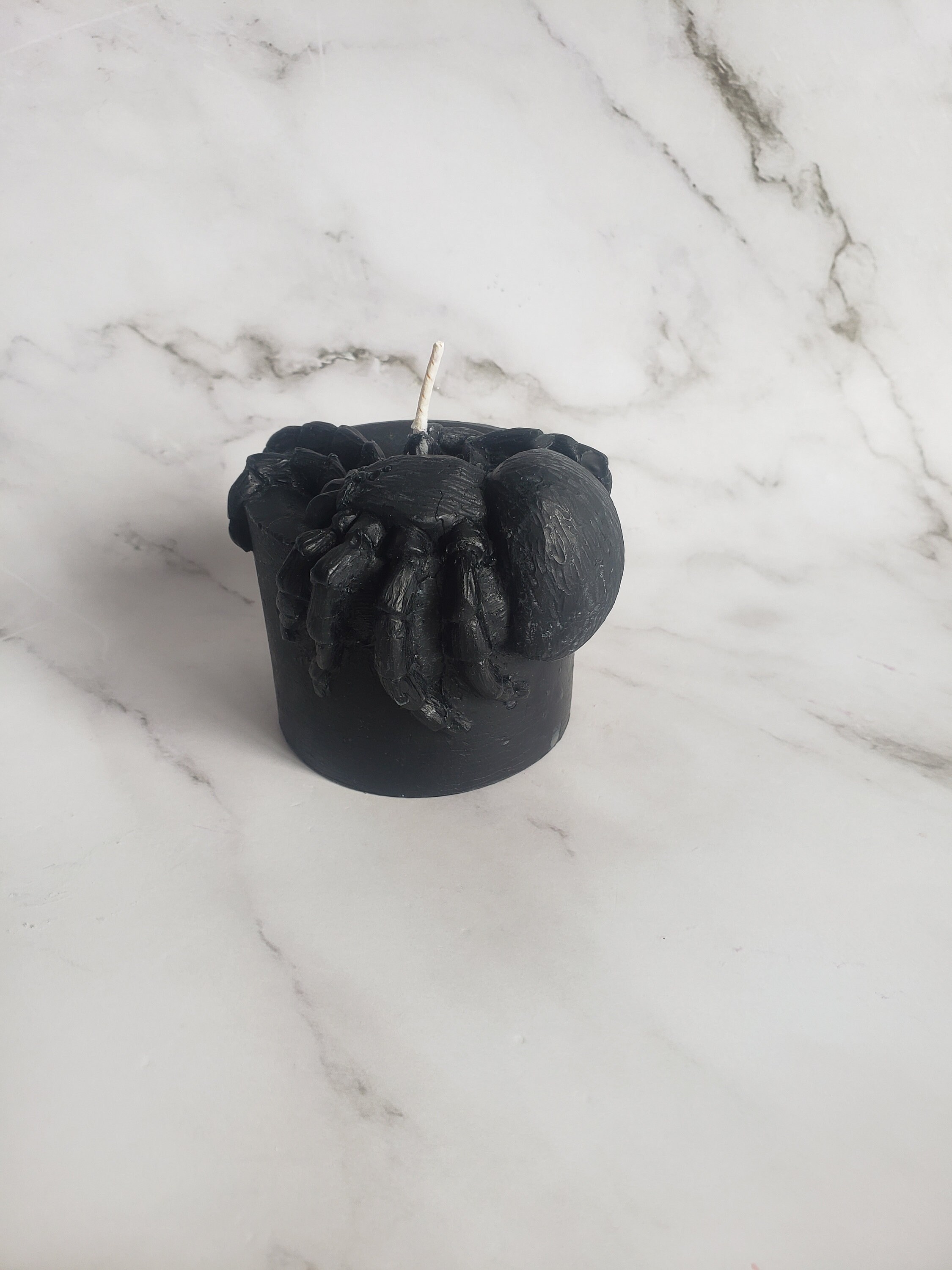 100% Beeswax Spider Pillar Candle, Halloween,beeswax Candle, Black ...
