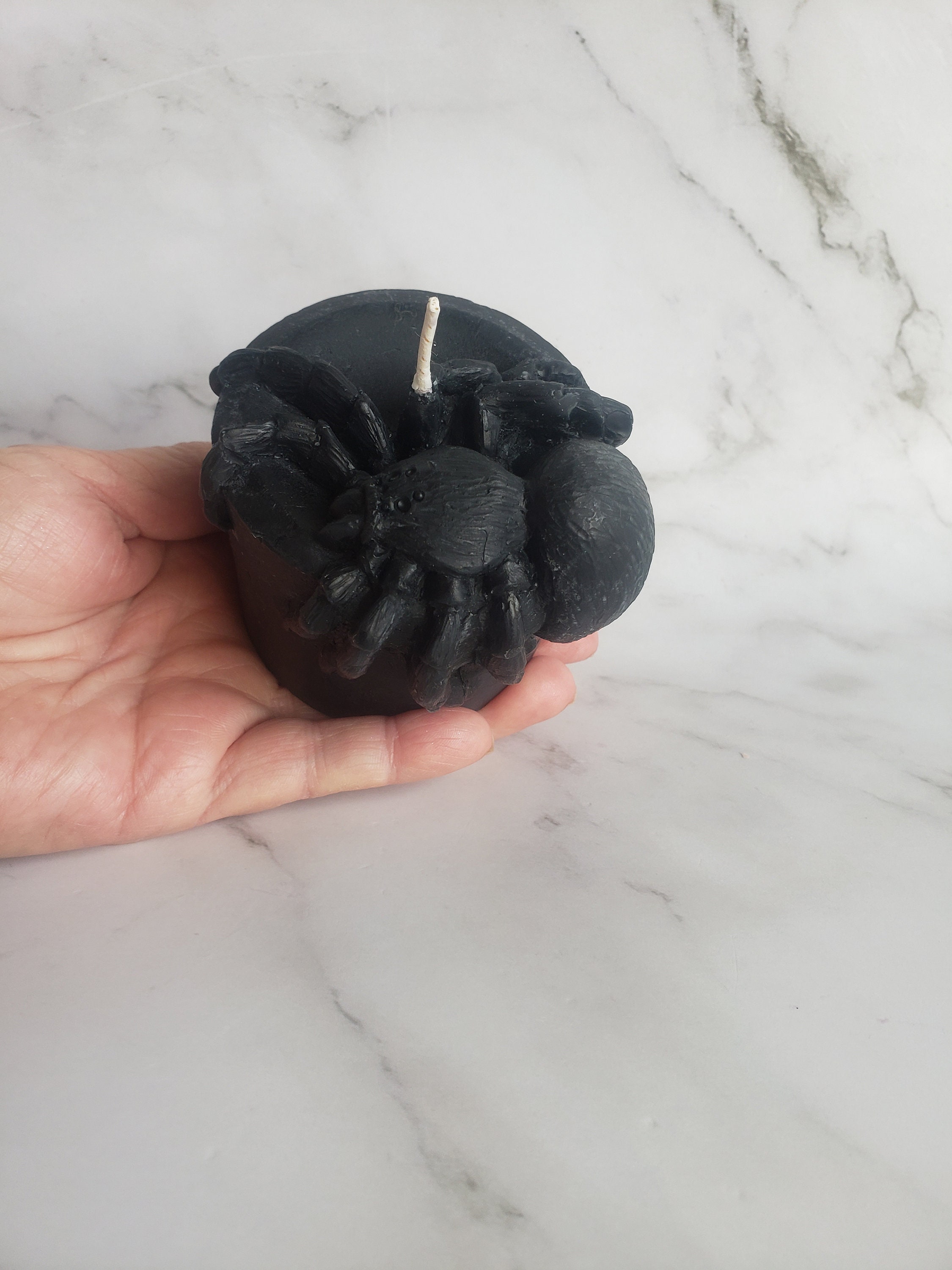 100% Beeswax Spider Pillar Candle, Halloween,beeswax Candle, Black ...