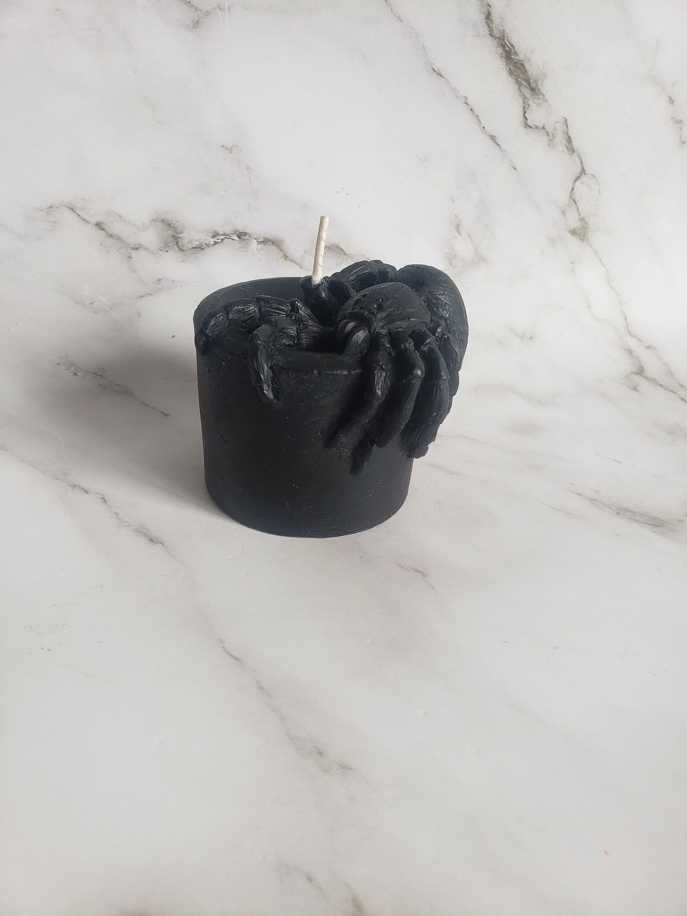 100% Beeswax Spider Pillar Candle, Halloween,beeswax Candle, Black ...