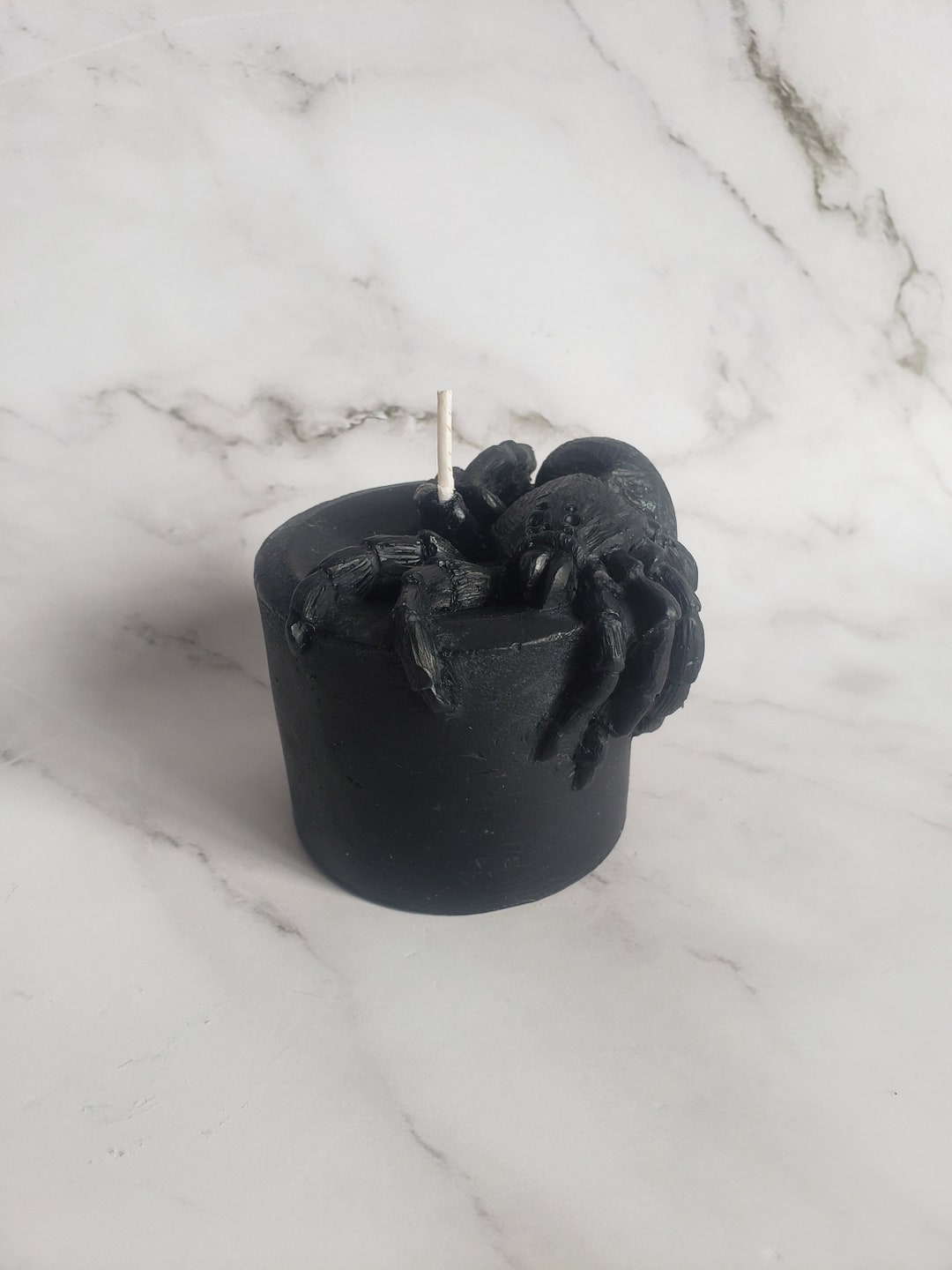 100% Beeswax Spider Pillar Candle, Halloween,beeswax Candle, Black ...
