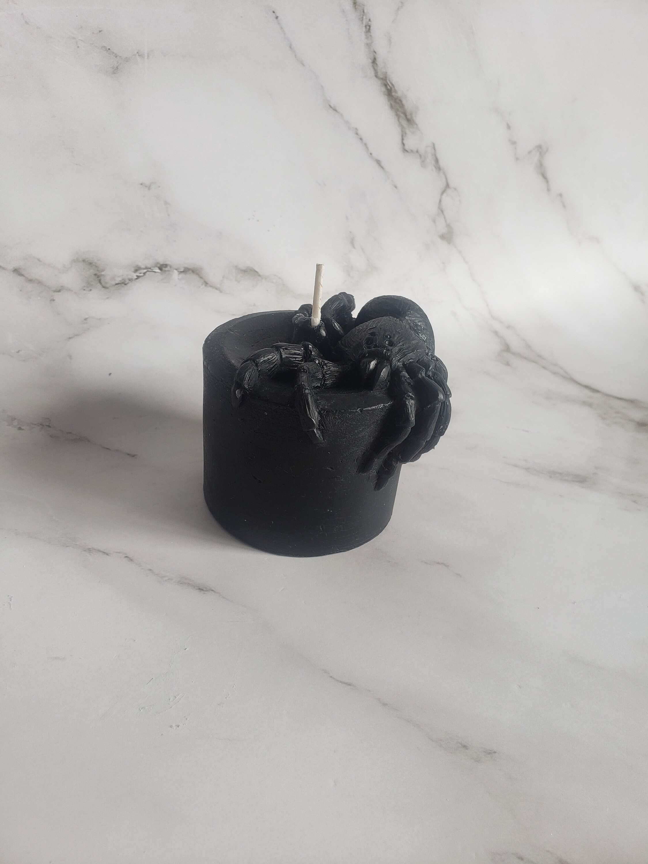 100% Beeswax Spider Pillar Candle, Halloween,beeswax Candle, Black ...