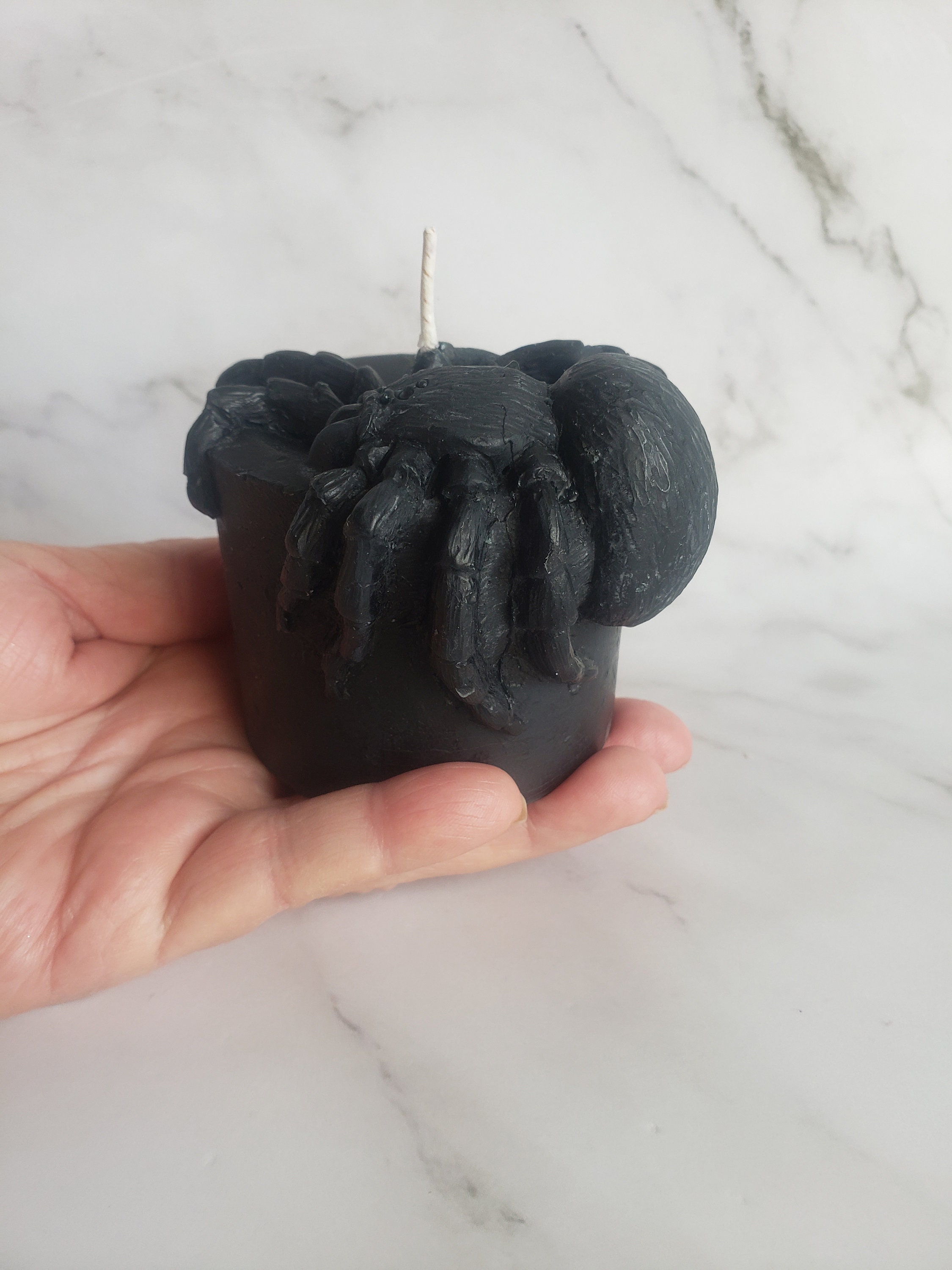 100% Beeswax Spider Pillar Candle, Halloween,beeswax Candle, Black ...