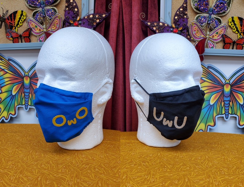OwO UwU 3D Embroidery Face Mask anti fog Washable 100% | Etsy