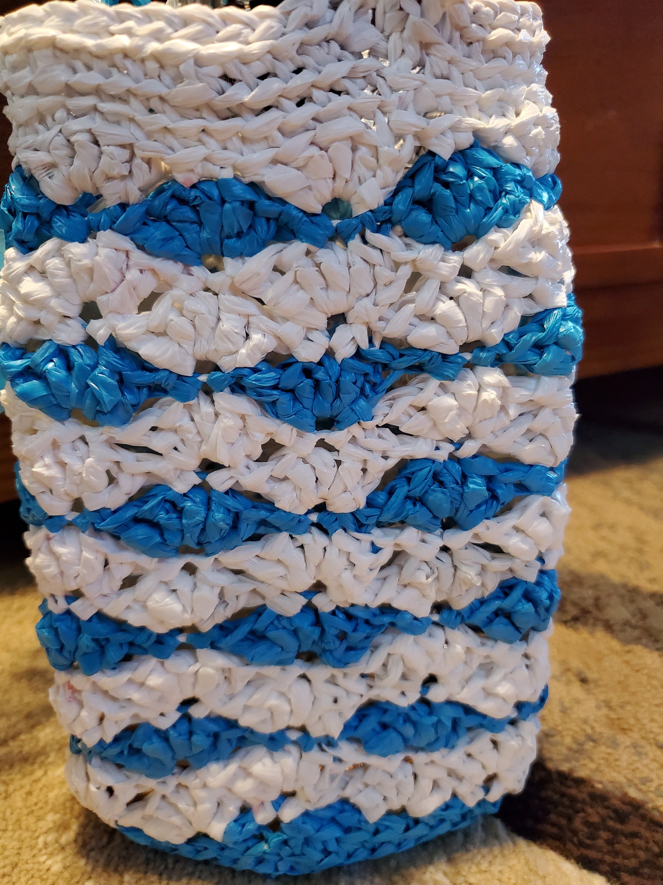 Dual-Color Custom Swallowtail Gift / Wine Bag Crochet Plarn | Etsy