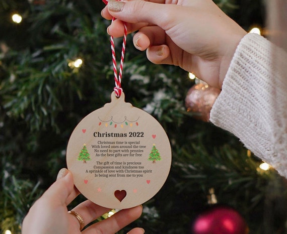 Christmas 2022 Wooden Bauble Poem Decoration Ornament Gift for - Etsy UK