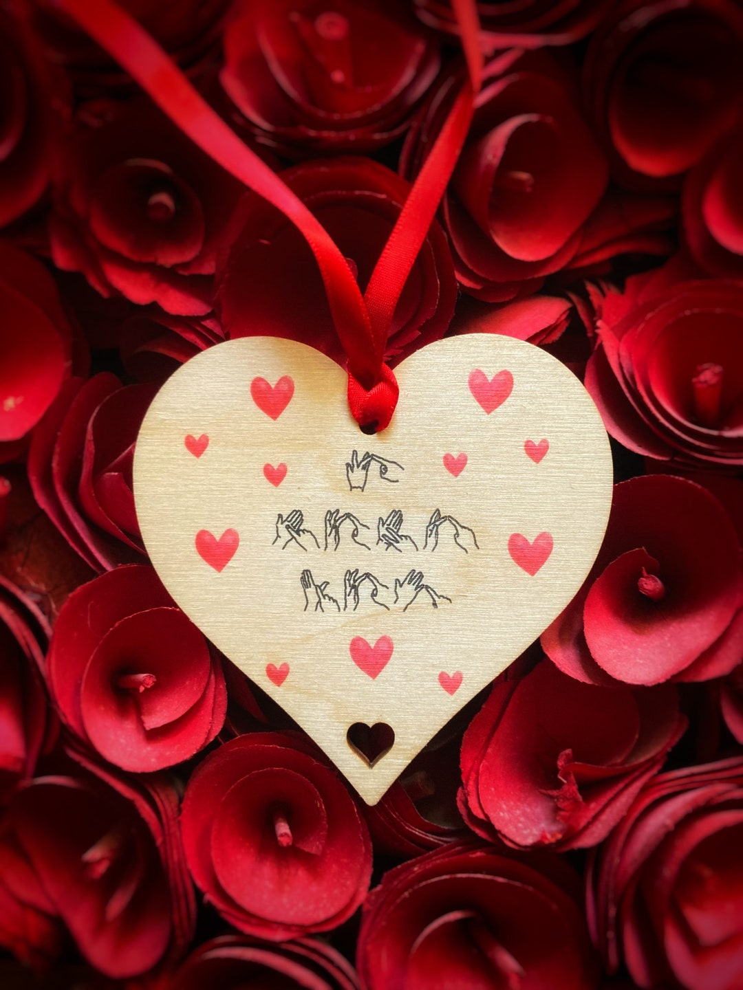 British Sign Language BSL I Love You Valentines Wooden Heart Shaped ...
