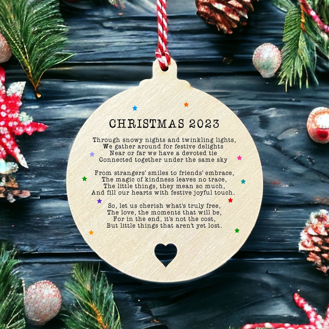 Christmas 2023 Sentimental Poem Wooden Hanging Christmas Tree Bauble ...