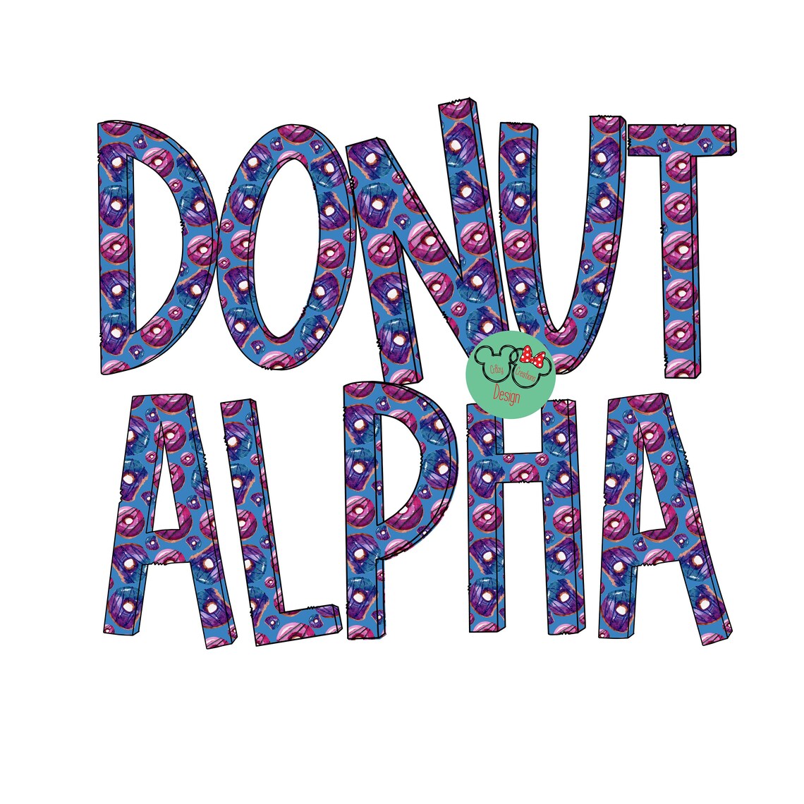 Donut Alpha Pack Doodle Letterssublimation Alpha Set - Etsy